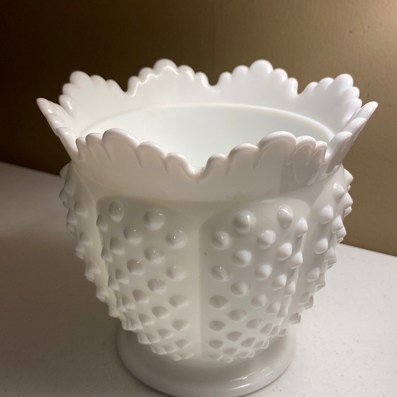 Fenton | Accents | Vintage Fenton White Milk Glass Hobnail Jardiniere ...